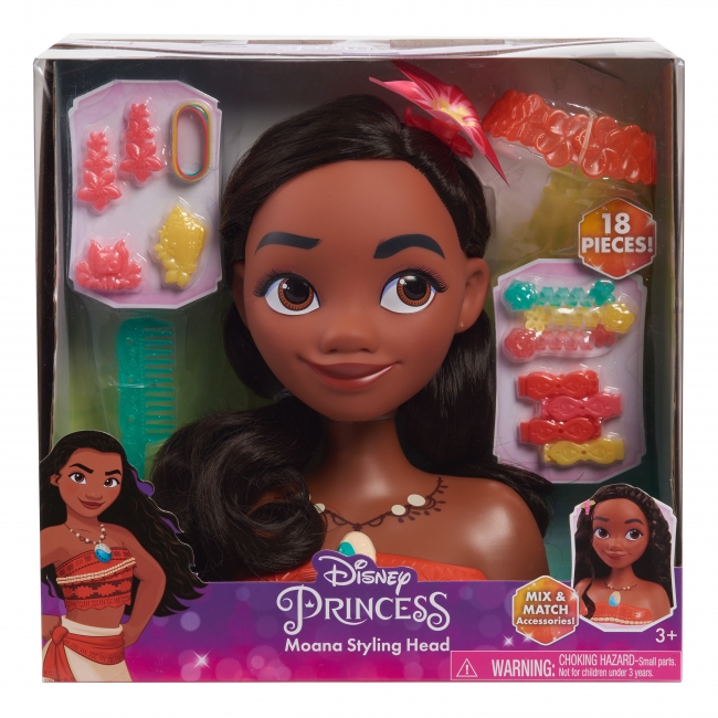 DISNEY PRINCESS Moana (Vaiana) stylinghuvud med 18 tillbe | XS Leksaker